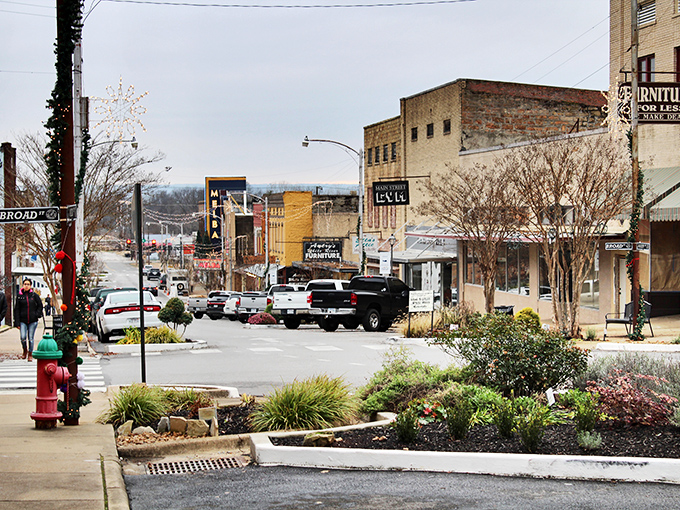 Downtown Batesville unfolds like a living postcard, where brick buildings and small-town charm create the perfect backdrop for treasure hunting adventures.