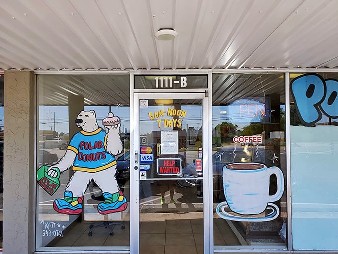 Meet the unofficial greeter of Polar Donuts &ndash; a cartoon bear with serious sneaker game and an even more serious love for fried dough.