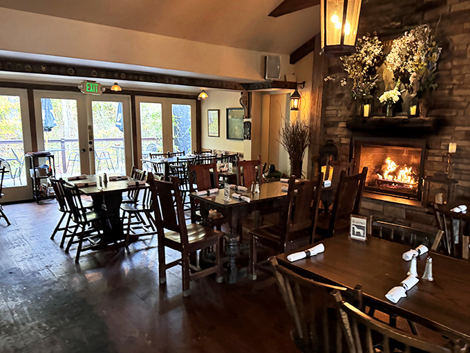 Wooden beams, stone fireplace, and tables that have heard a thousand stories &ndash; this is what "cozy" looked like before Instagram invented the word.