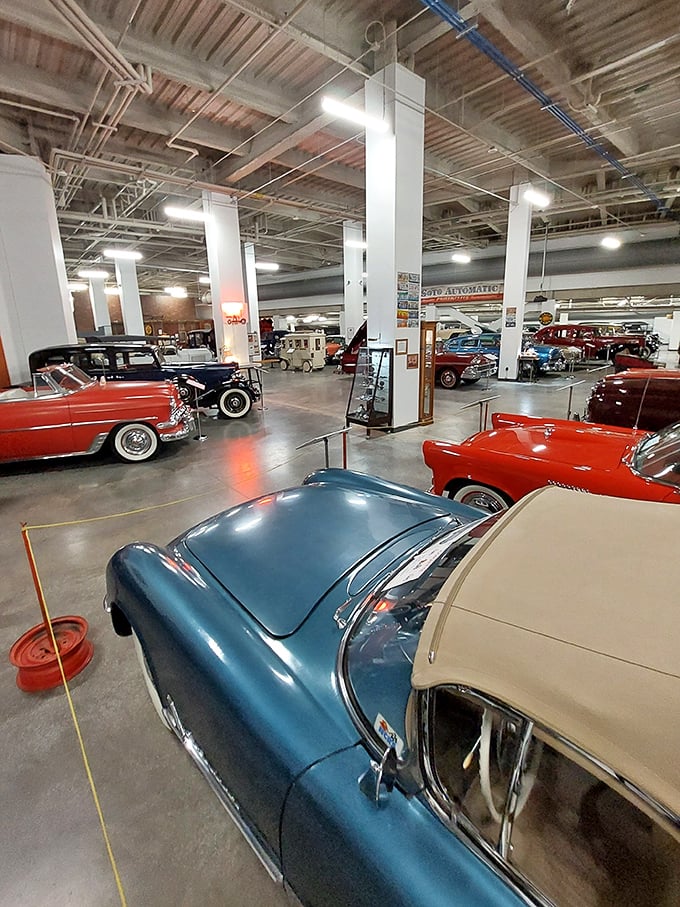 The museum's spacious interior creates the perfect showcase for these mechanical marvels, with each car telling its own unique story.