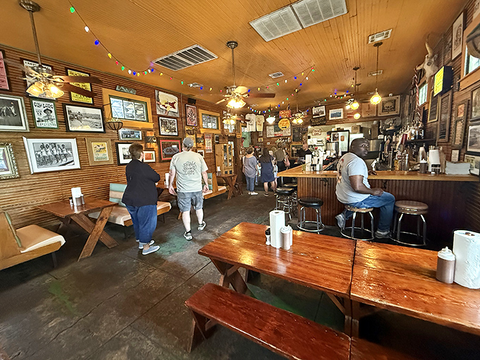 Step inside and immediately feel at home among the memorabilia-covered walls. BBQ pilgrims gather here like it's a smokehouse cathedral.