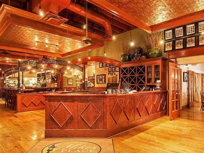 Step inside to discover a warm embrace of copper ceilings, rich woodwork, and that perfect lighting that makes everyone look like they're having the best day ever.