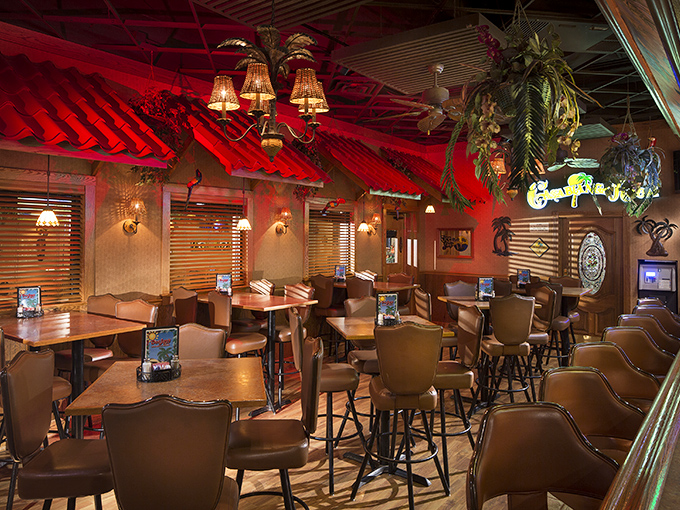 Step inside and you're transported to a tropical getaway where red awnings and warm lighting promise the vacation your taste buds have been dreaming about.