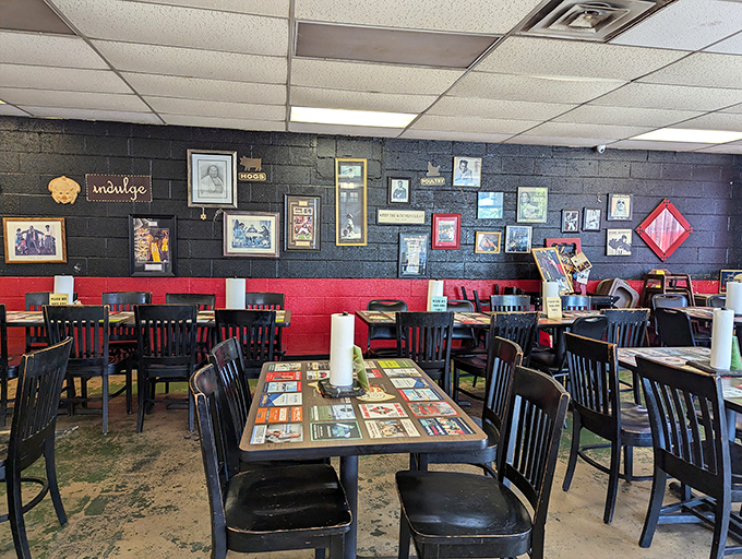 The wall of fame tells stories that menus can't. Every framed memory and red-trimmed table represents decades of "Did you taste that?" conversations.