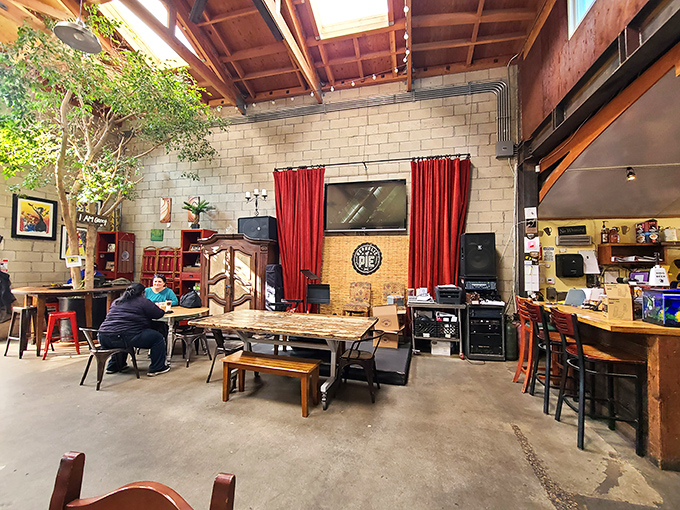 Industrial meets intimate inside this pie haven, where exposed beams and brick walls create the perfect backdrop for life-changing dessert experiences.