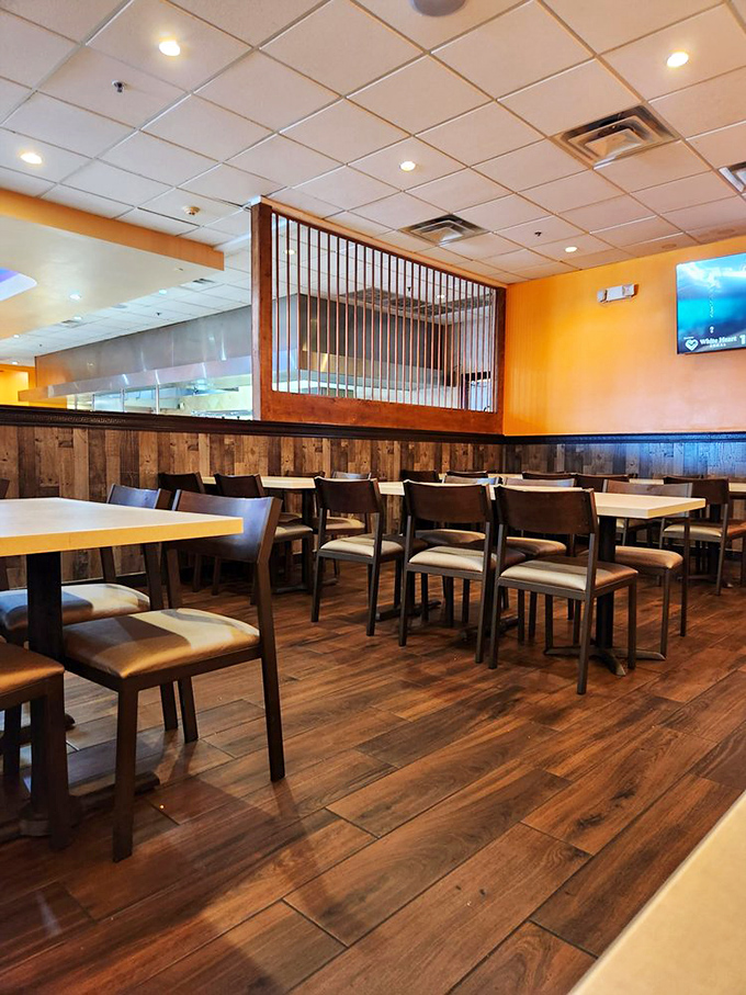 Warm wood tones and comfortable seating create the perfect backdrop for the impending seafood marathon. Your stomach is already thanking you for what's about to happen.