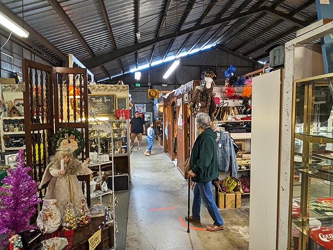 Narrow pathways lead shoppers through a labyrinth of memories, where each booth is its own microworld of carefully curated nostalgia.
