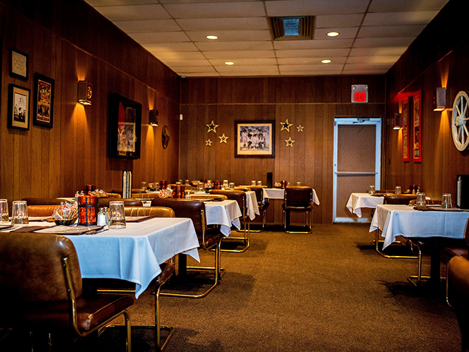 Classic wood paneling and white tablecloths &ndash; the universal language for "we're serious about our steaks." No Edison bulbs or reclaimed wood needed when the food does the talking.