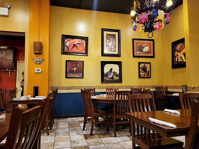 The dining room strikes that perfect balance between "we care about aesthetics" and "we care more about the food." Yellow walls and thoughtful artwork create warmth without pretension. 