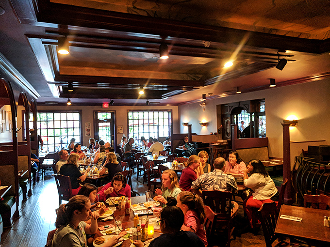 The warm wooden interior creates that perfect "everybody knows your name" vibe, where senators and Little League teams dine side by side.