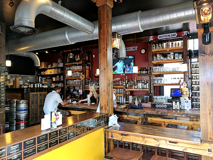 Where exposed beams meet German hospitality. The vintage photographs and beer steins aren't just decoration&mdash;they're setting the stage for authentic flavors. 