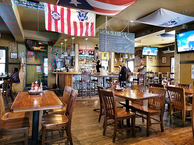 Where nautical meets hospitable. American flags, wooden tables, and that unmistakable feeling you've discovered somewhere special that locals have treasured for years.