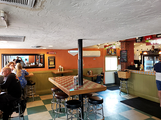 Retro charm meets taco heaven in this cozy interior. Those checkered tables have witnessed countless "first bite" moments of pure joy.