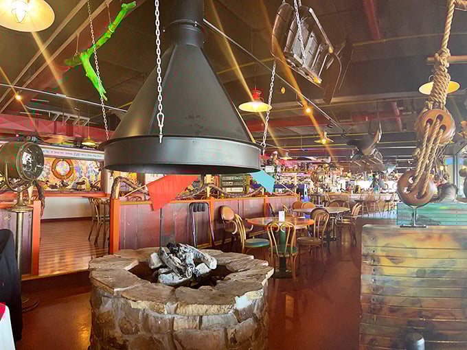 Step inside and you're transported to a seafarer's dream – fire pit, nautical treasures, and enough maritime charm to float a battleship.
