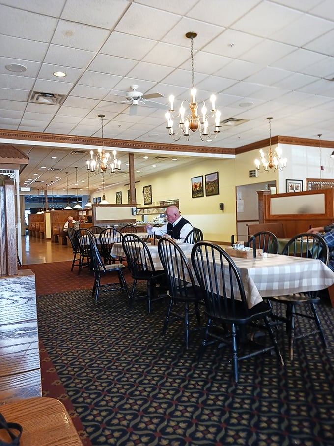 Inside, Windsor-back chairs and white tablecloths create an atmosphere that whispers, "Relax, we've been doing this comfort food thing for generations."