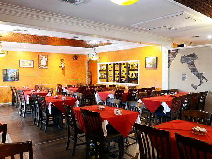 Warm ochre walls, crisp white tablecloths, and a map of Italy create an atmosphere that's both elegant and homey. La dolce vita in Mississippi! 