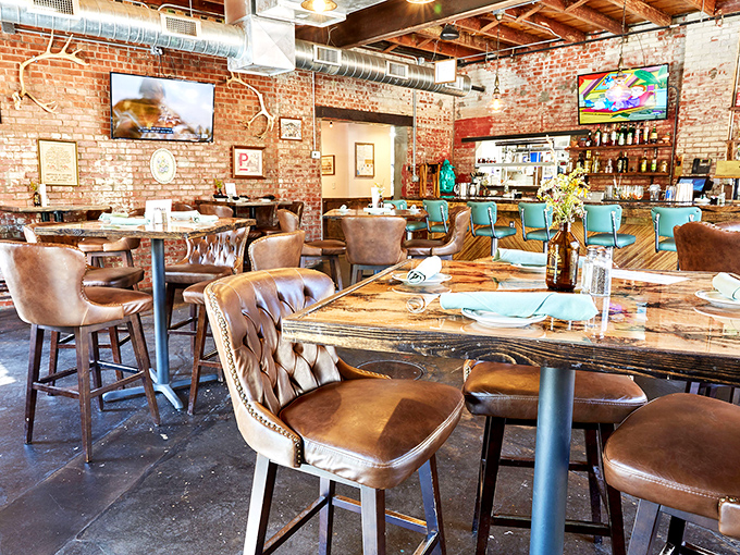 Exposed brick walls meet leather chairs and turquoise accents&mdash;this isn't just a restaurant, it's Oklahoma City's living room with better food.