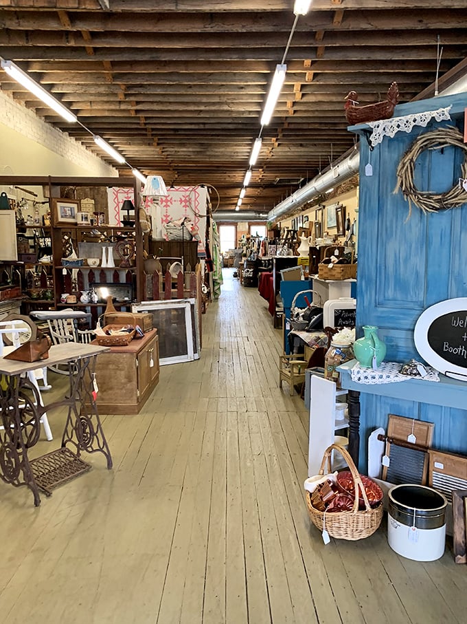 Long wooden hallways stretch into the distance, each step on those worn floorboards bringing you closer to your next nostalgic discovery.