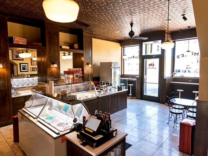 Step inside and time pleasantly rewinds &ndash; the pressed tin ceiling, warm wood accents, and vintage lighting create that perfect "where have you been all my life?" feeling.