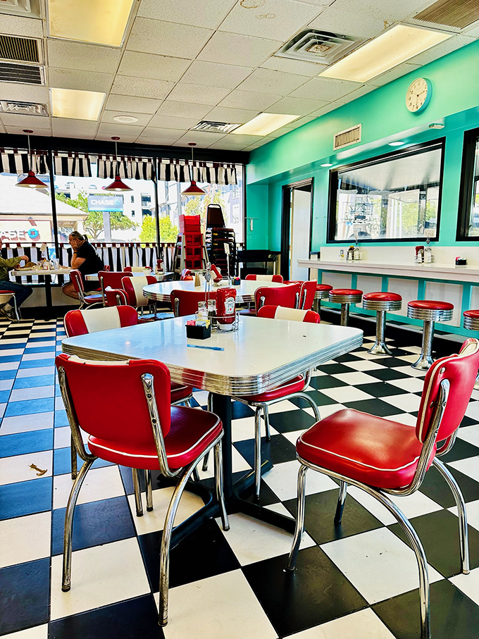 Classic Americana in every corner - those red vinyl chairs aren't just seating, they're time machines to when diners ruled American cuisine and calories didn't count.