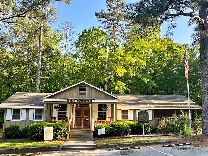 The historic Trading Post welcomes visitors with rustic charm and essential supplies. It's like stepping into a Norman Rockwell painting with air conditioning.