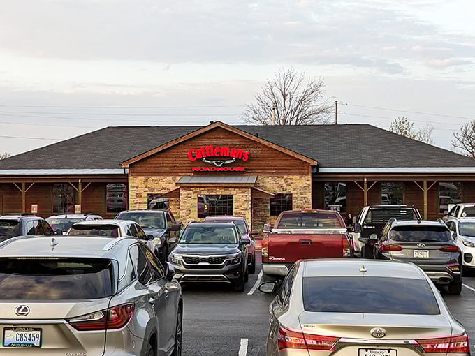 Cattleman's Roadhouse stands ready for hungry visitors. This rustic haven is where beef dreams come true in Shelbyville.
