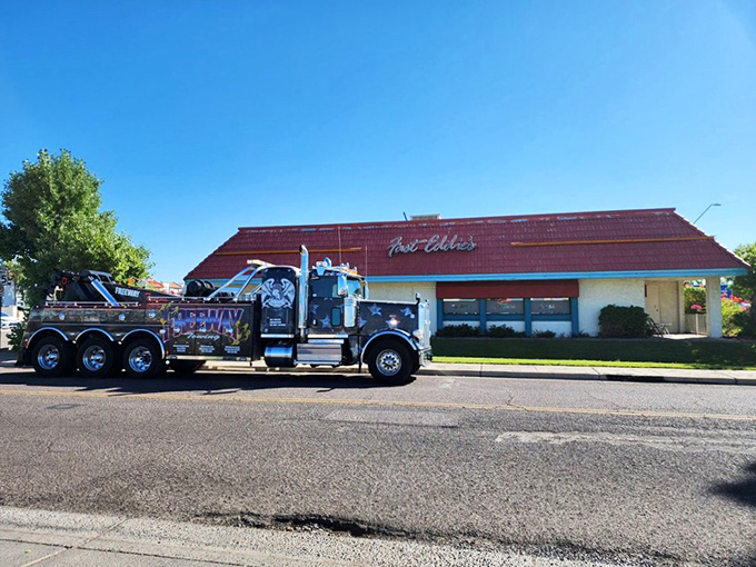 Fast Eddie's fiery red roof stands out like a cardinal in the desert. This Phoenix landmark has been fueling hungry patrons with comfort food classics for years.