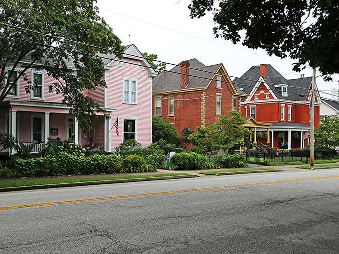 Georgetown's candy-colored homes stand shoulder to shoulder, like a neighborhood potluck of architectural flavors.