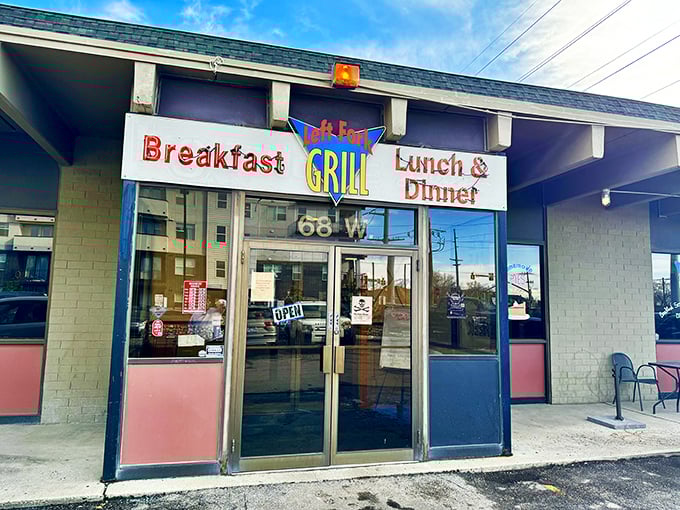 Left Fork Grill's no-nonsense exterior hides a wonderland of comfort food. Like finding a treasure chest disguised as a shoebox!