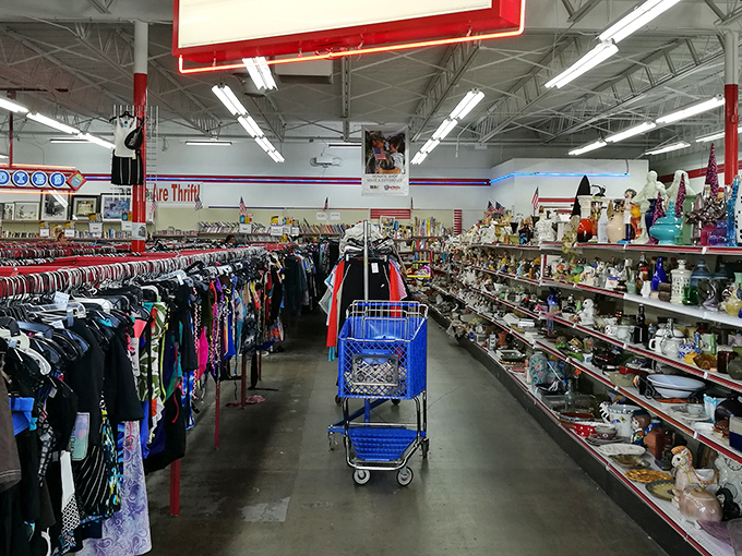 Inside Red Racks, clothing dreams line up like soldiers, while shelves of curiosities stand ready for inspection.