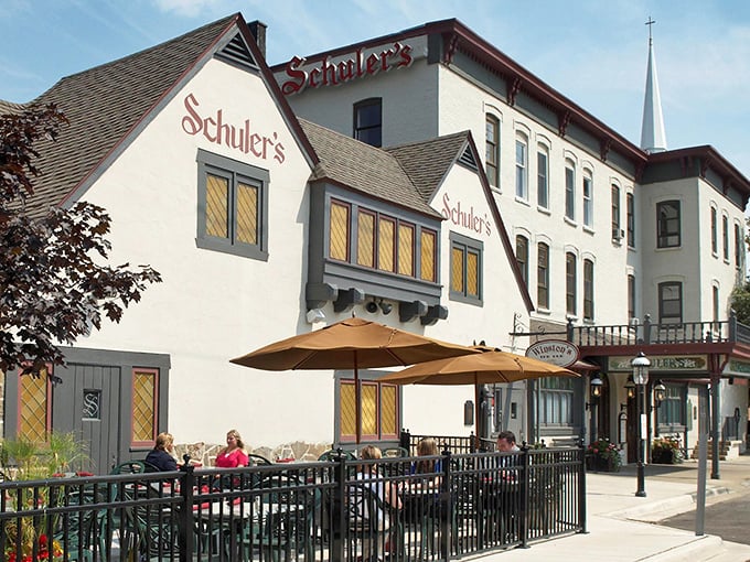 Schuler's classic white facade has welcomed hungry travelers for generations. Like stepping into a Michigan dining time machine!