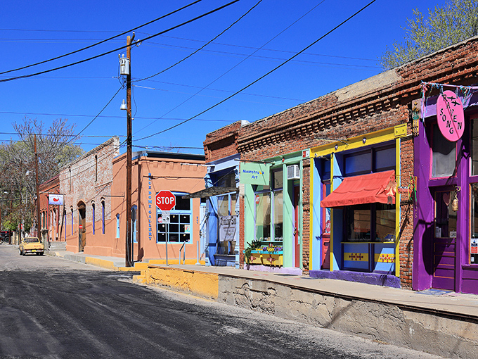 Silver City's rainbow-colored storefronts make even the most serious adult feel like they've stepped into a life-sized box of crayons.