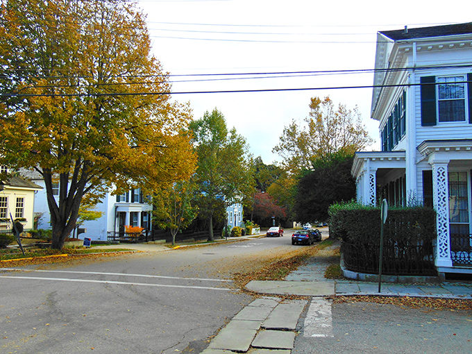 Stonington's classic architecture stands proudly against the blue sky, a testament to New England craftsmanship.