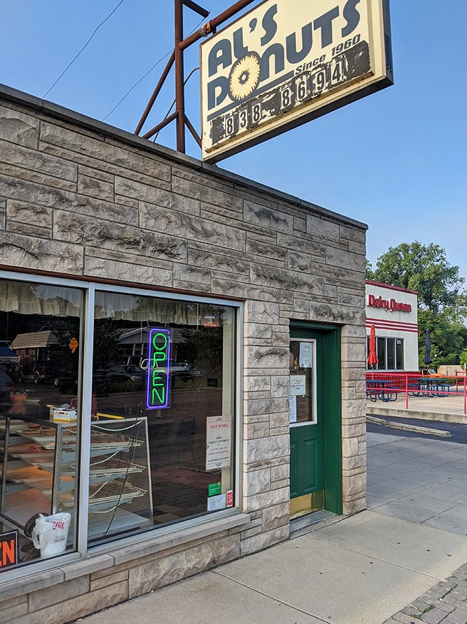 Al's Donuts daytime exterior: Time stands deliciously still at this Indianapolis landmark. Some treasures don't need fancy packaging.