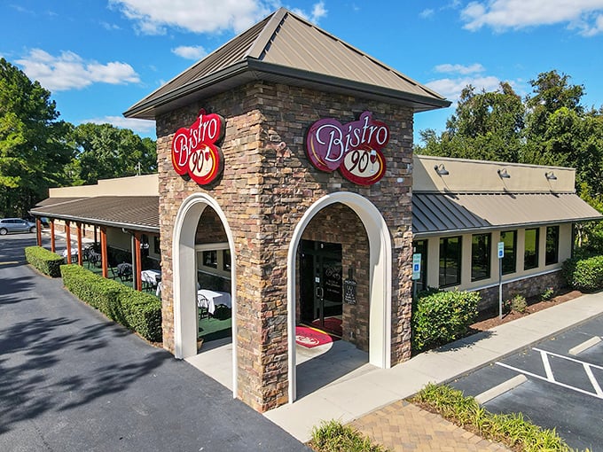 The architectural equivalent of a dinner jacket &ndash; Bistro 90's elegant facade hints at the culinary sophistication within.