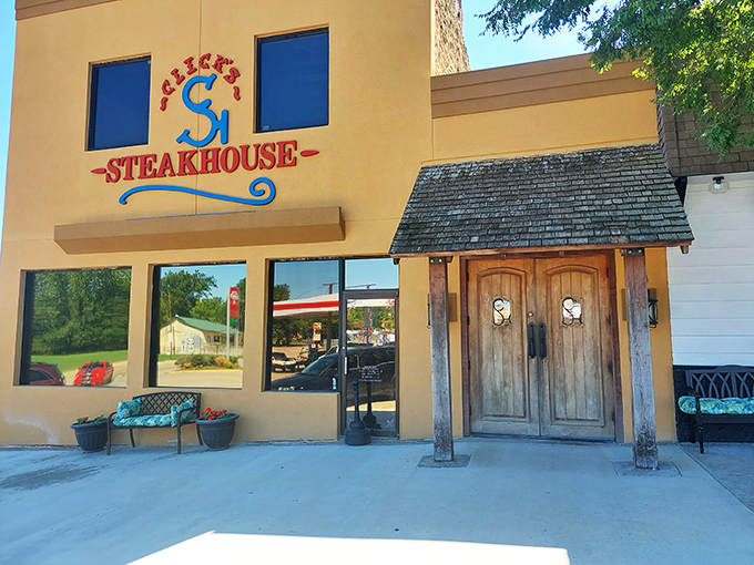 Those wooden doors aren't just an entrance&mdash;they're a portal to the kind of steak that makes vegetarians question their life choices.