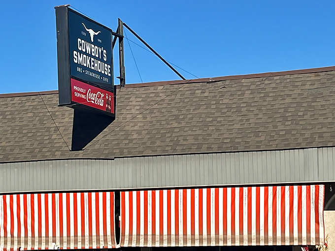 That longhorn sign says it all &ndash; this is cattle country cuisine where smoke meets meat in a delicious slow dance of flavor.