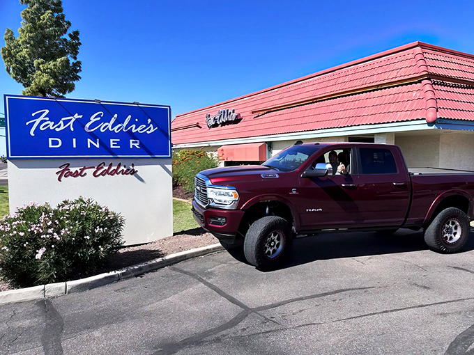 This isn't just a diner&mdash;it's a time capsule with milkshakes. Fast Eddie's sign promises speed, but you'll want to linger over every delicious bite.