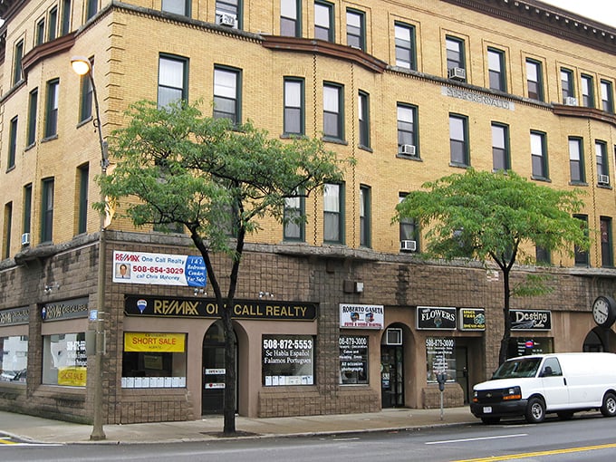 Classic New England commercial blocks offer both character and surprisingly reasonable rents for seniors seeking affordable communities.