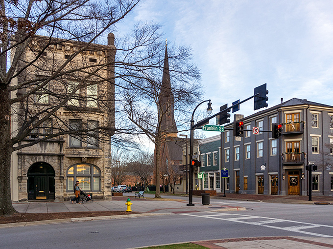 Downtown Huntsville at dusk &ndash; where historic architecture and modern buildings create a skyline that's both charming and forward-looking.