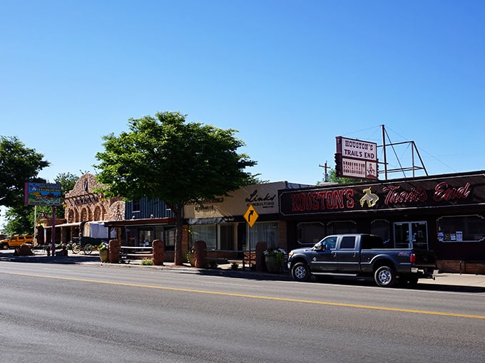 Kanab's main street looks like a movie set waiting for John Wayne to mosey down the sidewalk.