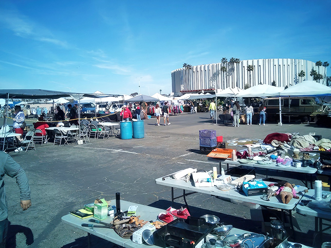 LACMA's got nothing on this open-air gallery of everyday artifacts. The iconic white structure watches over a sea of potential discoveries.