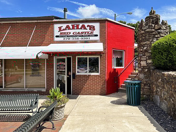 The bright red side of Laha's pops against the Kentucky sky—a colorful promise of the flavor explosion waiting inside.