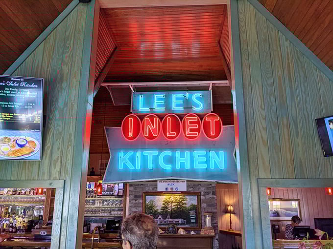 That neon sign isn't just lighting up the room &ndash; it's illuminating decades of delicious seafood memories.