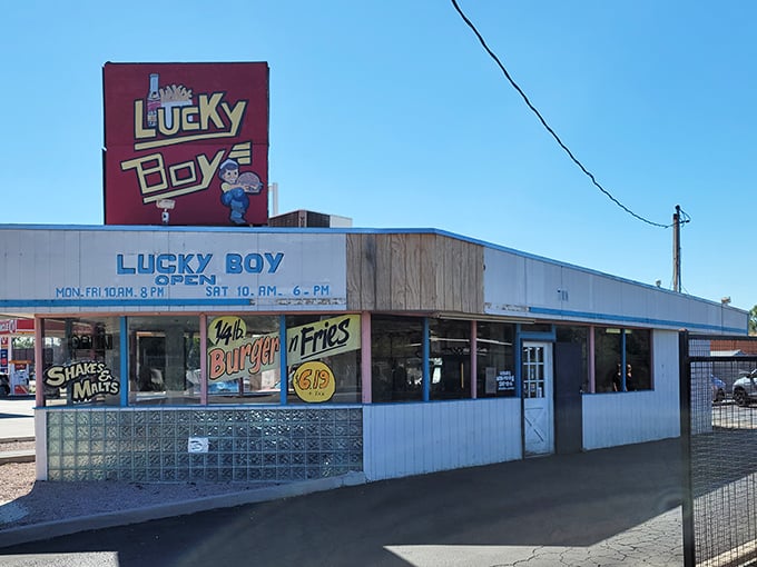 Blue trim, glass blocks, and that iconic red sign&mdash;Lucky Boy is a time capsule of burger joint perfection. Sometimes the most unassuming places hide the greatest treasures.