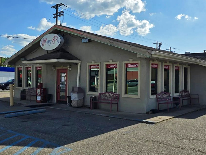 Mary B's Diner: Those pink benches aren't just for show&mdash;they're where you'll need to sit and contemplate life after experiencing their legendary breakfast platters.