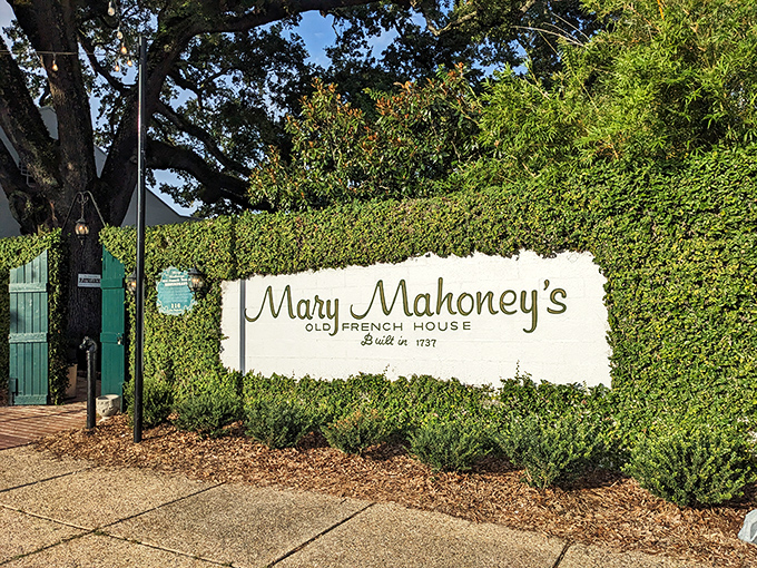 That ivy-covered entrance sign feels like a secret passageway to seafood nirvana. The 1737 date whispers "we've had time to perfect our recipes."