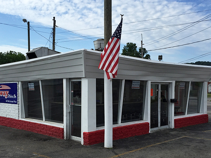 Midway West Drive-In: Where the American flag waves and burger dreams are fulfilled in a no-nonsense package.