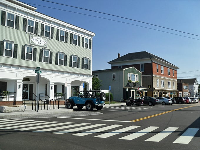 Light-filled streets in Mystic welcome you to admire historic inns and charming coastal architecture during your peaceful afternoon stroll downtown.