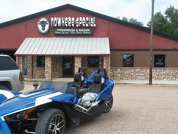 Small-town magic in a red building &ndash; Nowhere Special stands proudly against the prairie sky, beckoning hungry travelers from miles around. 